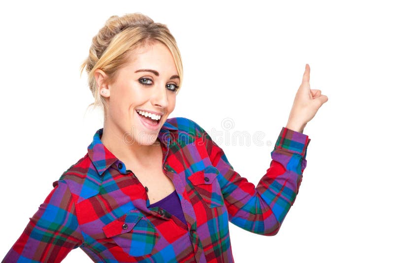 Excited Woman Pointing at Something Stock Image - Image of colour ... Excited Woman Pointing at Something Stock Image - Image of colour ...