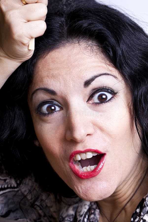 Excited Woman Portrait stock image. Image of hair, model - 22612961