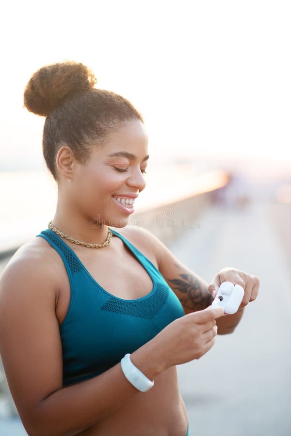 Woman Smiling Broadly Feeling Excited before Workout Stock Image ...