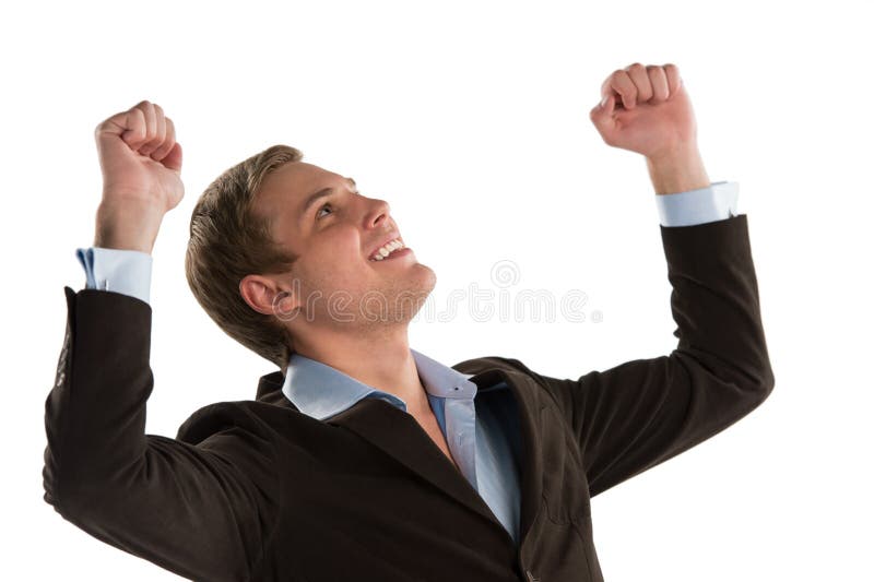 Excited Young Executive Celebrating Success of Business Stock Photo ...