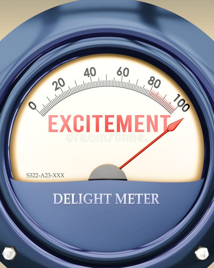Excitement and Delight Meter that is Hitting a Full Scale, Showing a ...