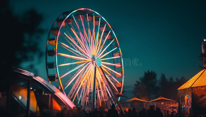 Excitement and Joy at the Vibrant Carnival Under the Night Sky ...