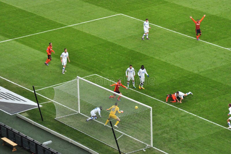 Excitement in the Penalty Area Editorial Photography - Image of donetsk ...