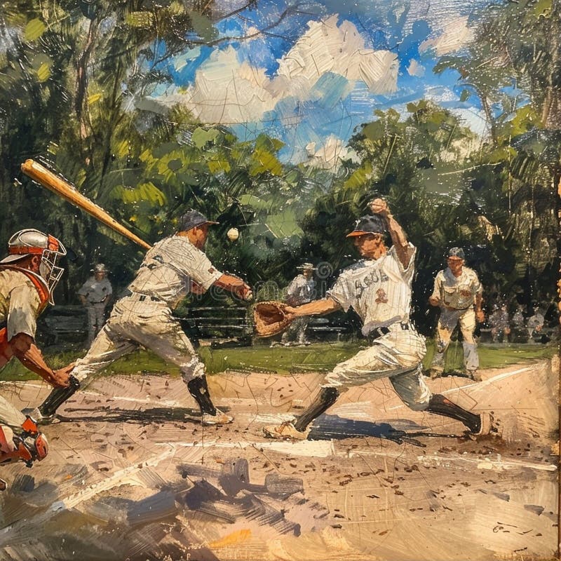 Exciting Baseball Match in Action! Stock Illustration - Illustration of ...