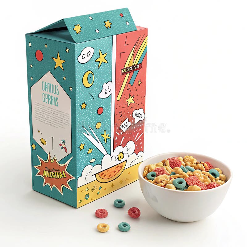 Pop Up Animation Style Cereal Box with Hidden Messages Stock ...