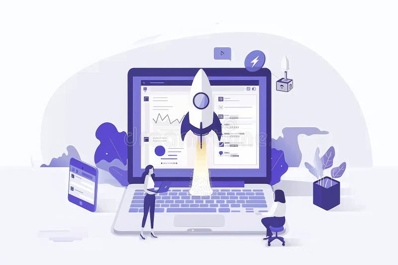 Exciting Concept of Rocket Launching into Space from Laptop Screen for ...