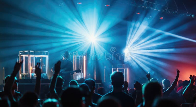 Exciting Concert Scene with Crowd and Vibrant Stage Lights Stock Photo ...
