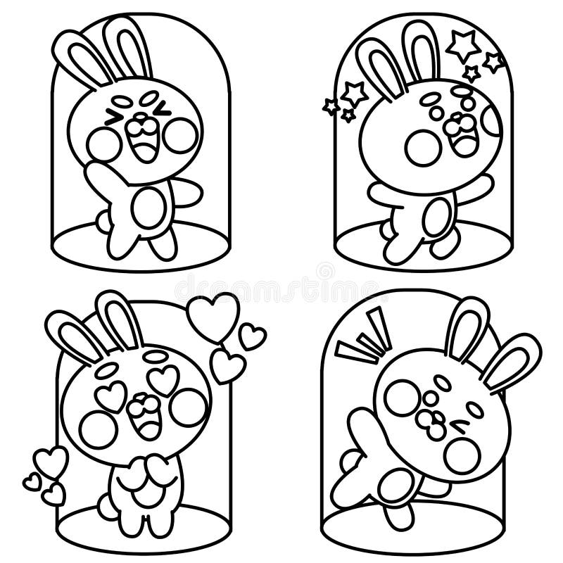 Exciting Energetic Bunny Character Coloring Book Illustration Stock ...