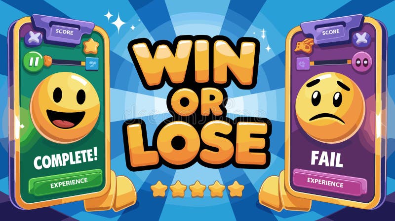 Win and Lose Ui Game Wooden Screen Design Vector Stock Illustration ...