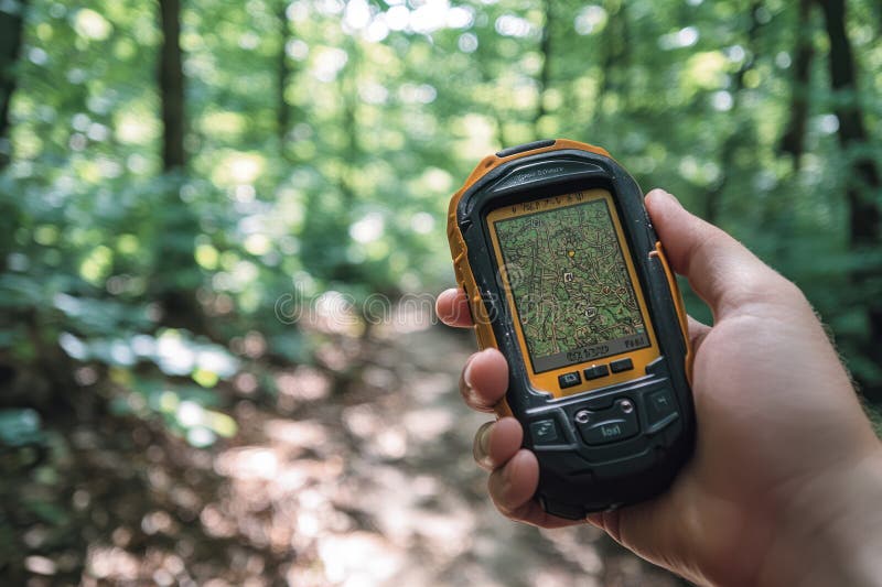 Exciting Geocaching Adventure: Hand with GPS Device Finding Hidden ...
