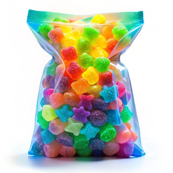 UV Reactive Gummy Candy Bag with Glowing Patterns Stock Illustration ...