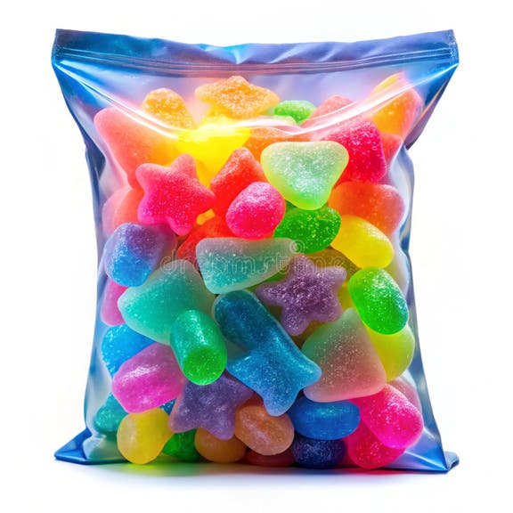 UV Reactive Gummy Candy Bag with Glowing Patterns Stock Illustration ...