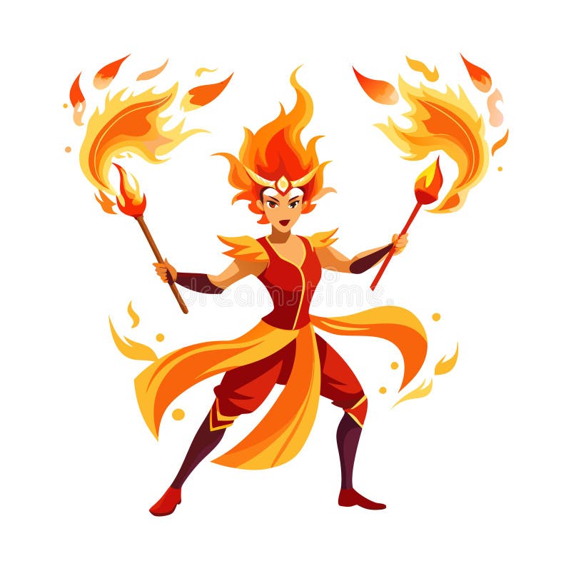 Exciting Fire Dance Performance in Motion Stock Vector - Illustration ...