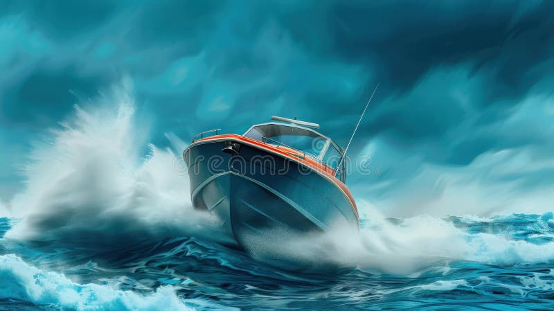 Exciting Image of a Speed Boat Slicing through Waves, Creating Dramatic ...