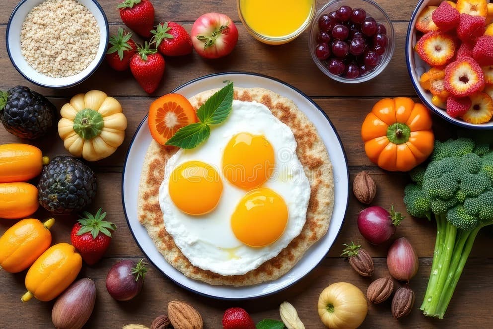 Exciting Morning Meal Selection Stock Illustration - Illustration of ...