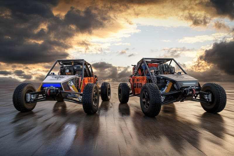 Exciting Off-road Buggies Parked Under a Dramatic Sky during Golden ...