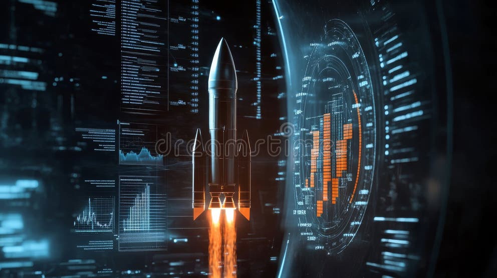 Exciting Rocket Launch Event Combined with Innovative Business Graph ...