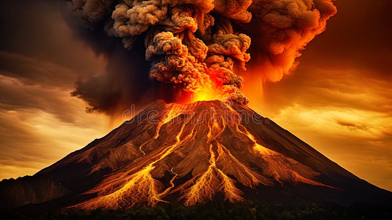 Exciting Scene: the Moment when the Volcano Reveals His Fire Stock ...