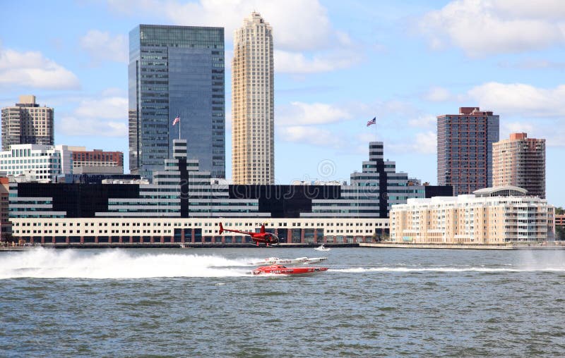 The Exciting Speed Boat Racing on Hudson River Editorial Photography ...