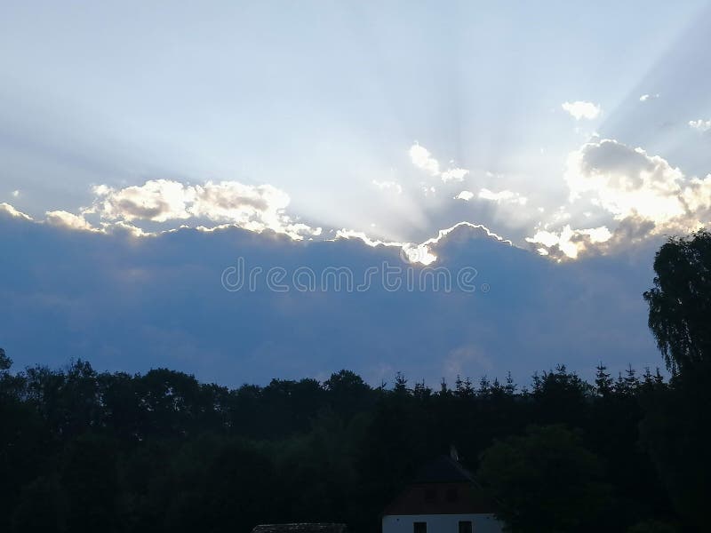 Exciting Sunset. Sunset with Unusual Rays Stock Photo - Image of ...