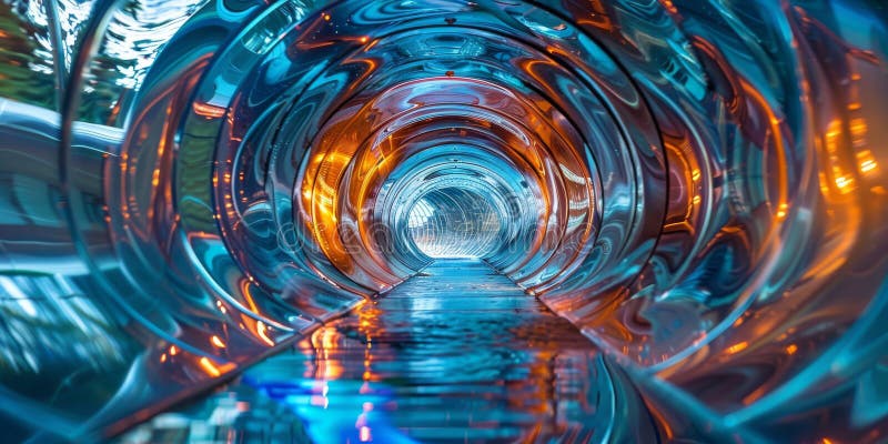 An Exciting and Vibrant Abstract Water Slide Tunnel Experience ...