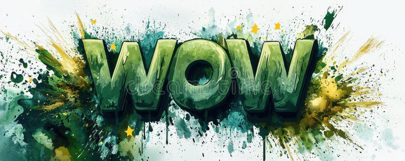 Comic Style Word Wow Vibrant Colors Dynamic Splashes Stock Photos ...
