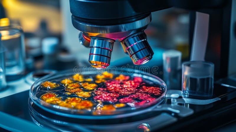 A Vibrant Close-up of a Microscope Examining Colorful Samples. this ...