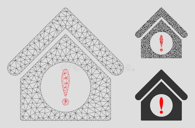 Exclamation Building Vector Mesh 2D Model and Triangle Mosaic Icon ...