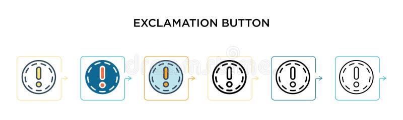 Exclamation Button Vector Icon in 6 Different Modern Styles. Black, Two ...