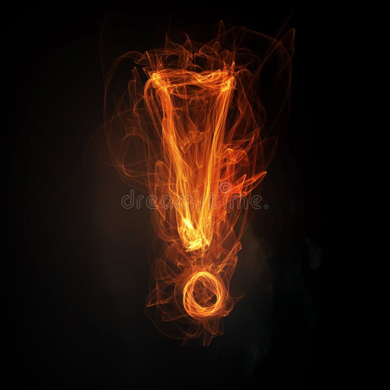 Glowing Exclamation Mark Moves on Black Background, Concept Draw ...