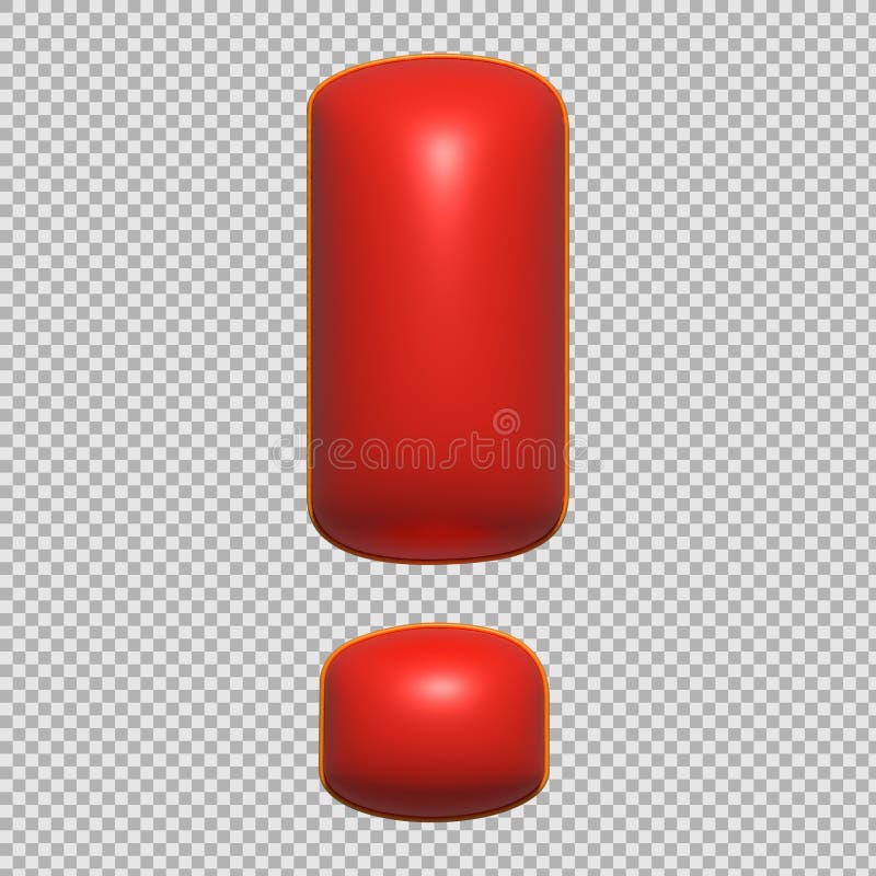 3D Rendered Glossy Red Exclamation Mark Isolated on Transparent ...
