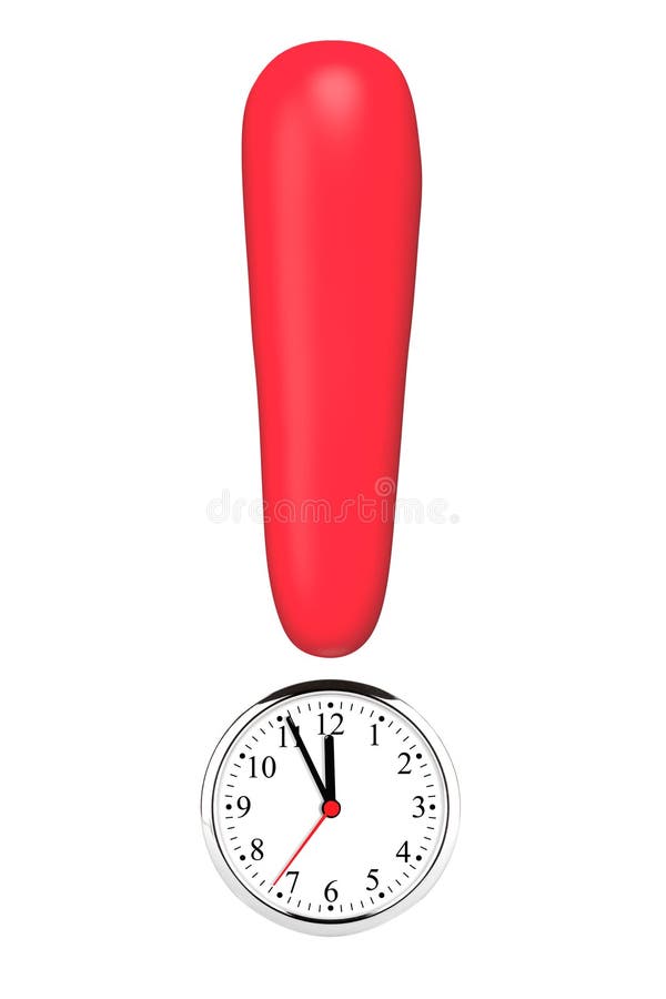 Exclamation Mark with Alarm Clock Stock Photo - Image of query ...