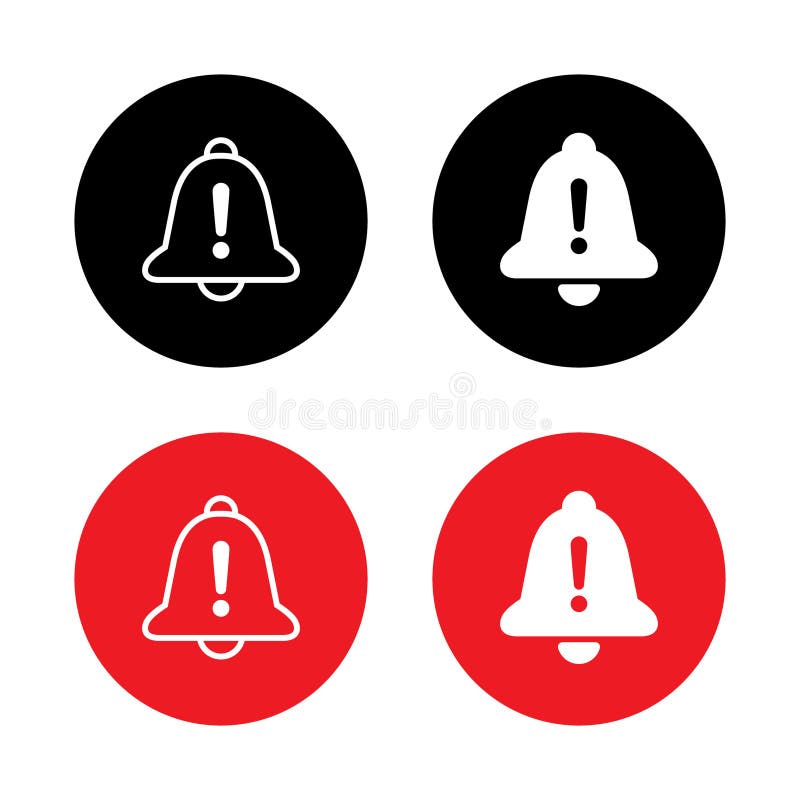 Exclamation Mark with Bell Icon on Circle Background. Danger Attention ...