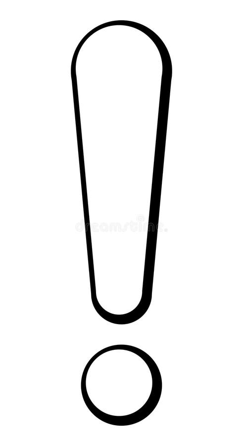 Exclamation Mark, Black and White Vector Simple Illustration of ...