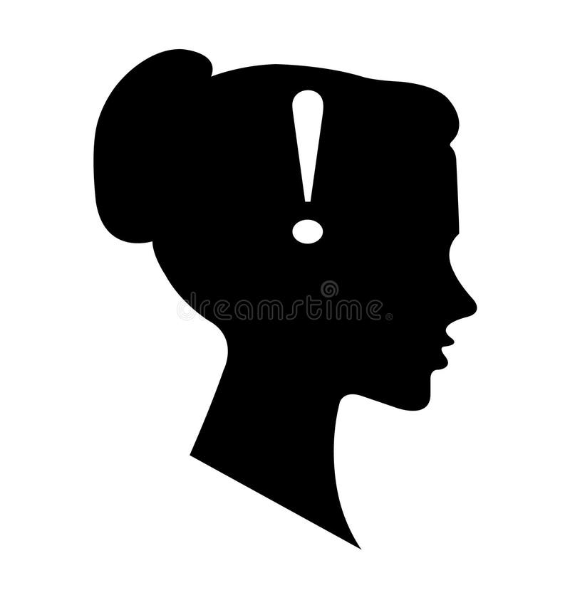 The Exclamation Mark Business Icon with Female Face Stock Vector ...