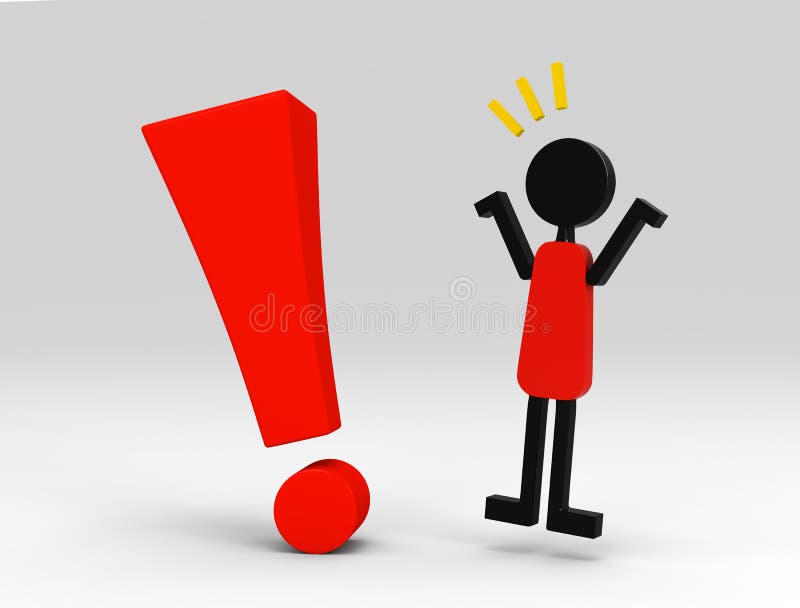 Exclamation Mark and Character Stock Illustration - Illustration of ...