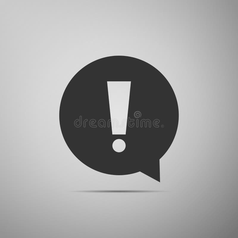 Exclamation Mark in Circle. Hazard Warning Symbol Flat Icon on Grey ...