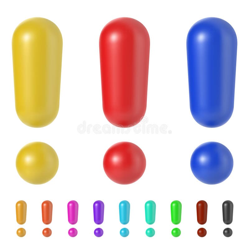 Exclamation Mark Coloured Set Isolated on White Background Stock Vector ...