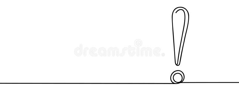 Exclamation Mark Continuous One Line Drawing Stock Vector ...