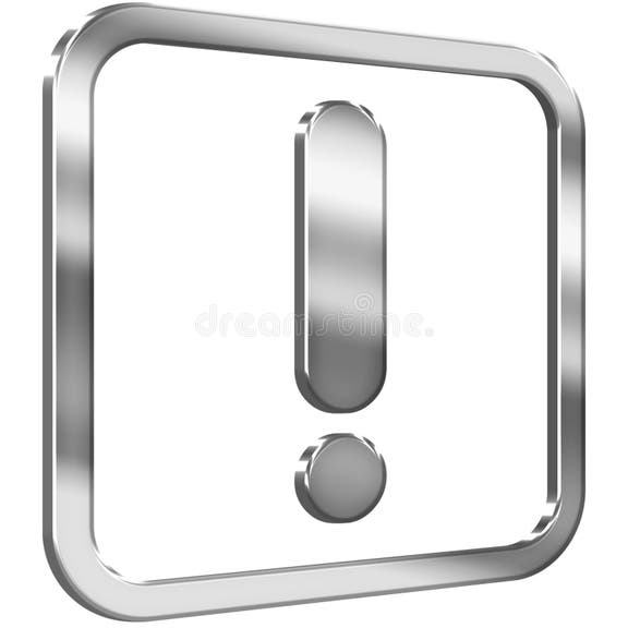 Exclamation Mark 3D Icon with Silver Metallic Effect Stock Illustration ...