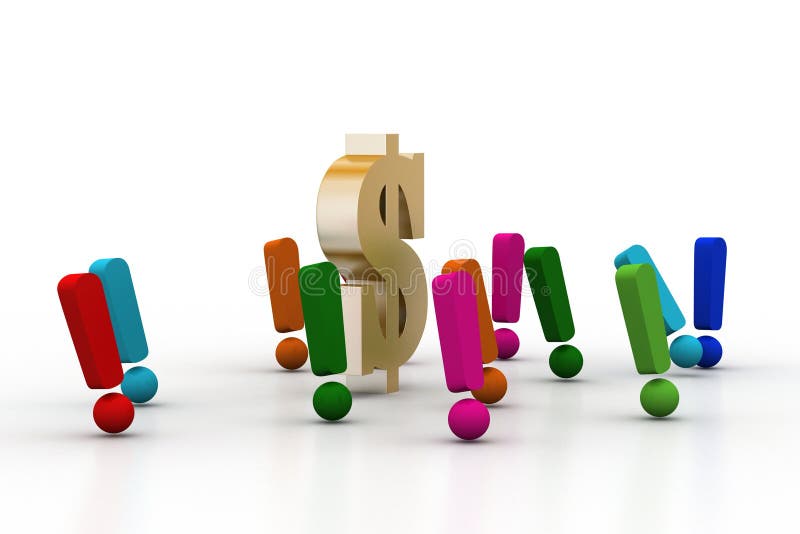 Exclamation Mark and Dollar Sign Stock Illustration - Illustration of ...