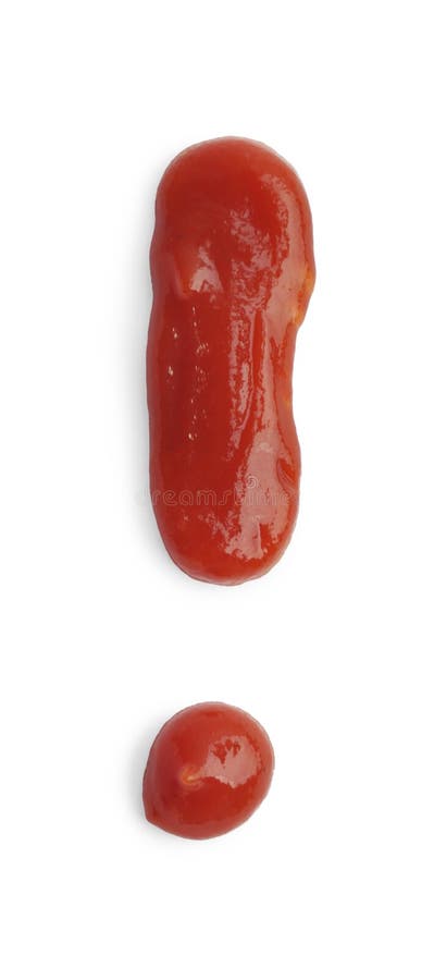 Exclamation Mark Drawn by Ketchup on White Background Stock Image ...