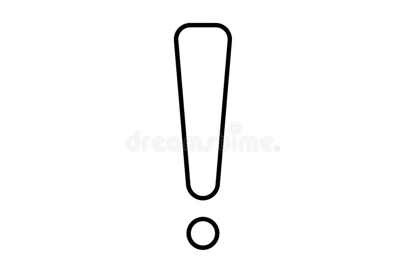 Exclamation Mark Flat Icon Minimalistic Line Shape Symbol Black Sign ...