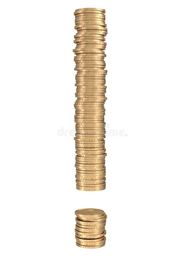 Exclamation Mark of Gold Coins Stock Illustration - Illustration of ...