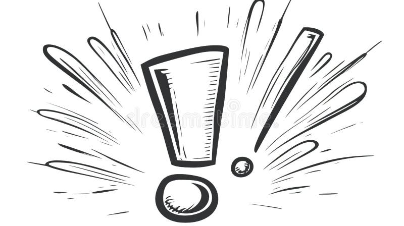 Exclamation Mark Hand Drawn Sketch with Burst Stock Illustration ...
