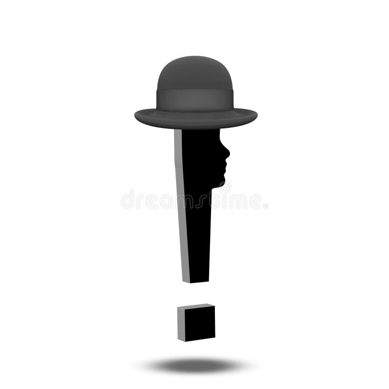 Exclamation Mark with Human Face Hat Stock Illustration - Illustration ...
