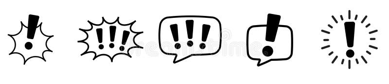 Exclamation Mark Icon with Bubble Chat, Shocked Cute Effect Stock ...