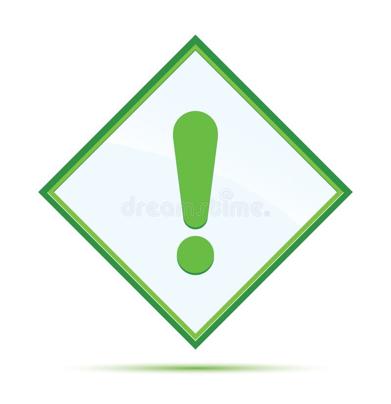 Exclamation Mark Icon Modern Abstract Green Diamond Button Stock ...