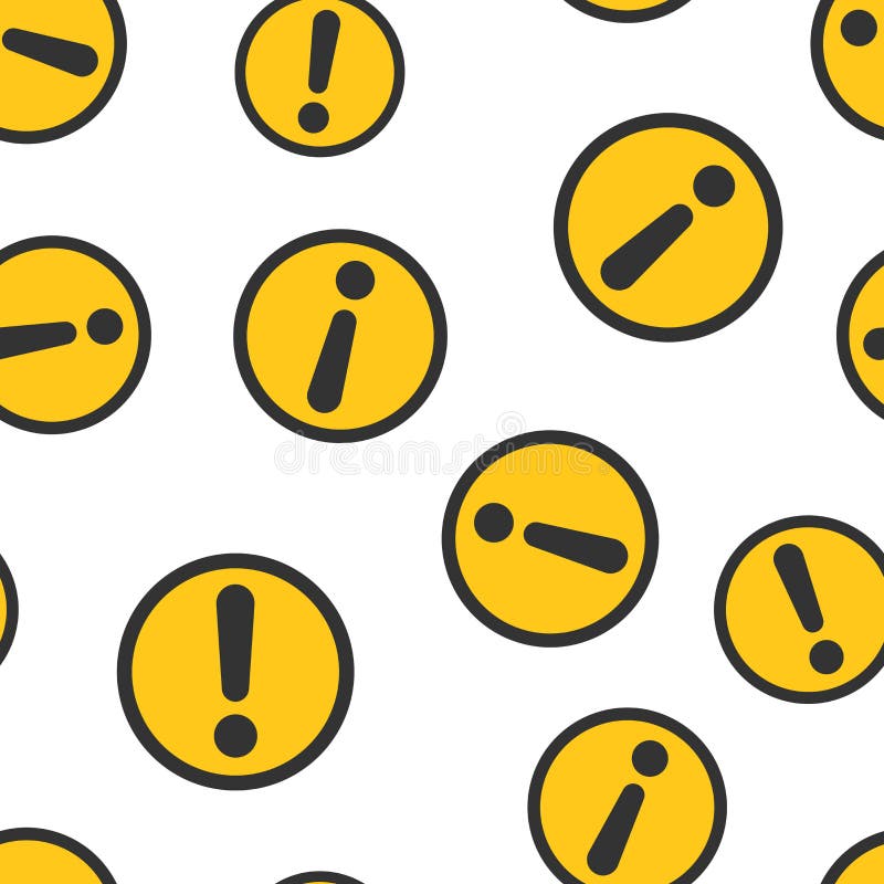 Exclamation Mark Icon Seamless Pattern Background. Danger Alarm Vector ...