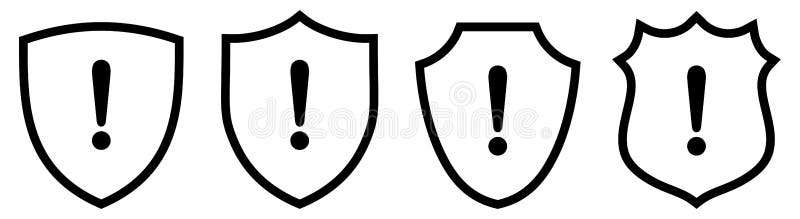 Exclamation Mark Inside Shield, Different Versions. Protection or ...